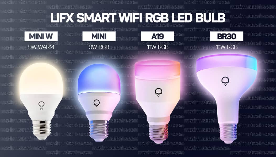 Lifx smart RGB wifi Led bulb 1100 Lumens 9w 11w mini w A19 BR30 - Other ...