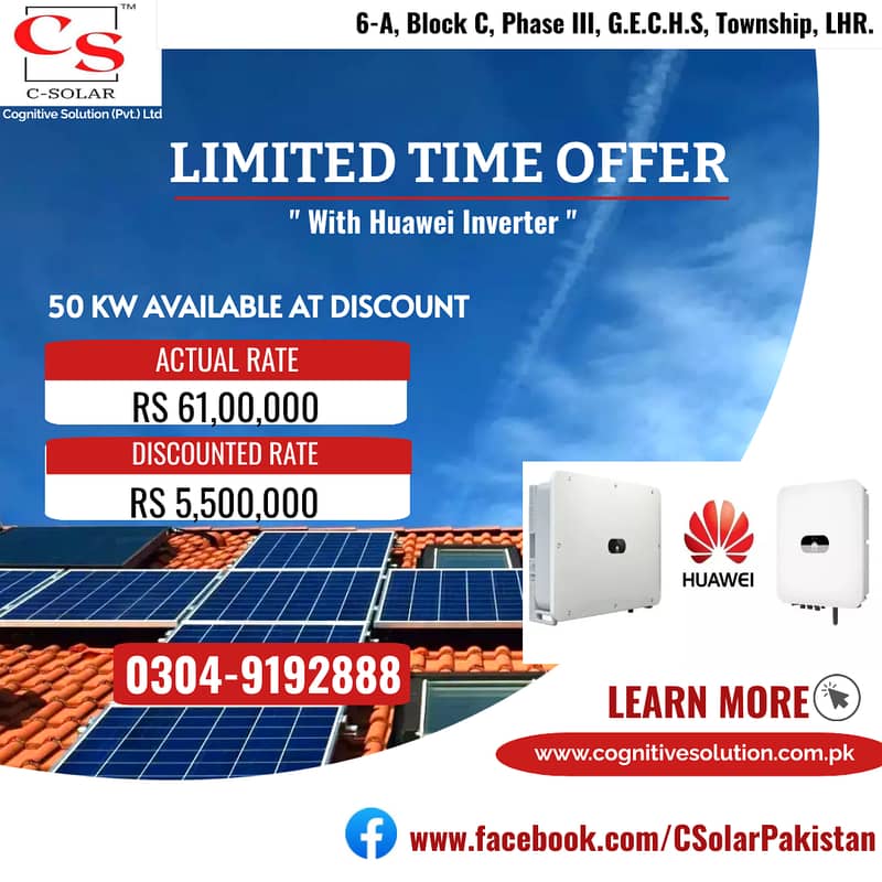 50 KW Solar panels / installation /Solar inverters - Generators, UPS ...
