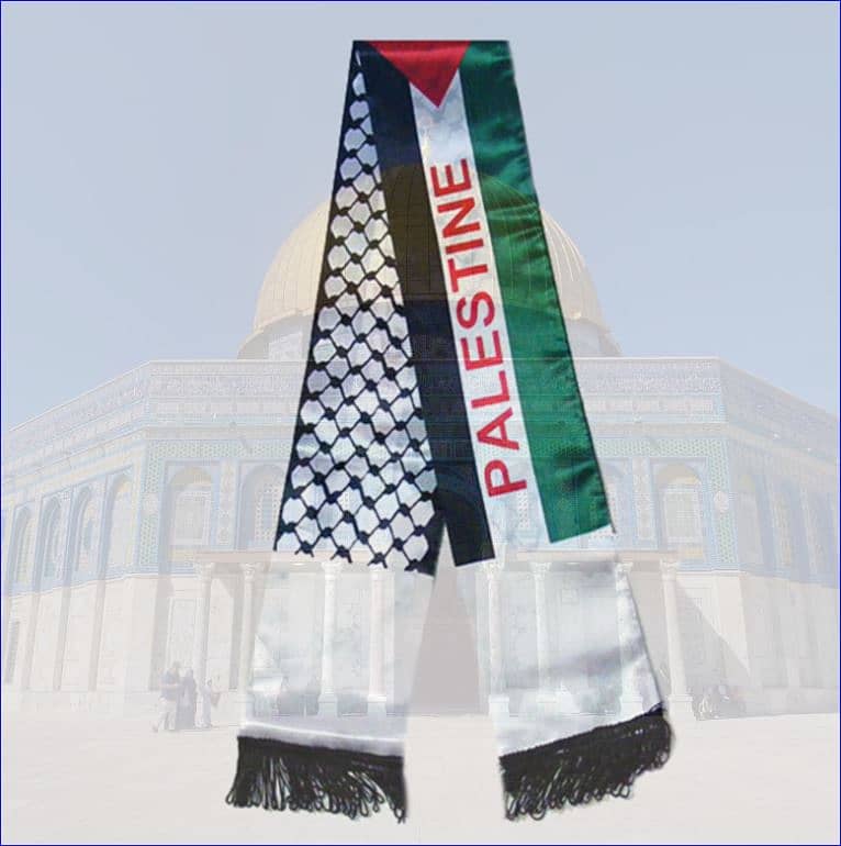 Palestine Silk Flag Neck Scarf with map of Palestine and Al-Aqsa ...