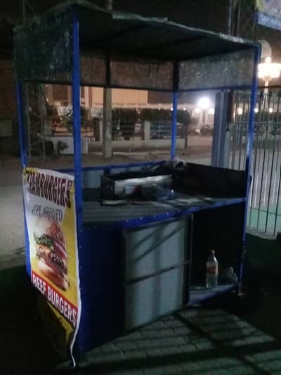 New iron counter Food stall with fiber roof full painted cart 3×5ft ...