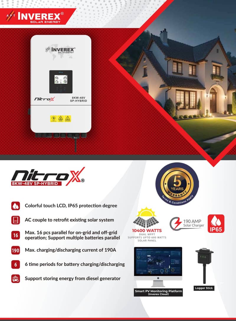 INVEREX NITROX 8KW-48V HYBRID INVERTER - Solar Inverter - 1086445841