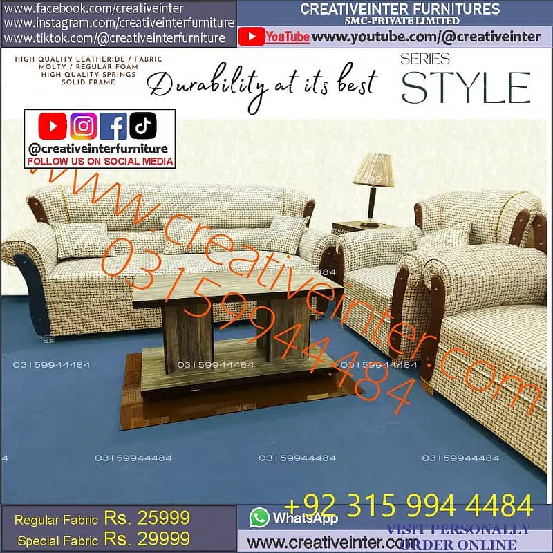 sofa set 5 seater home office palour furniture table chair cafe couch ...