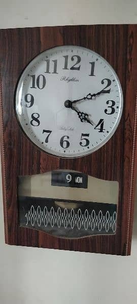 Antique Rhythm vintage wall clock day and date strike pendulum - Other ...