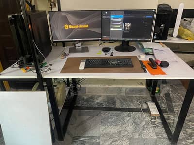 modern study table with metal frame - Tables & Dining - 1089279756