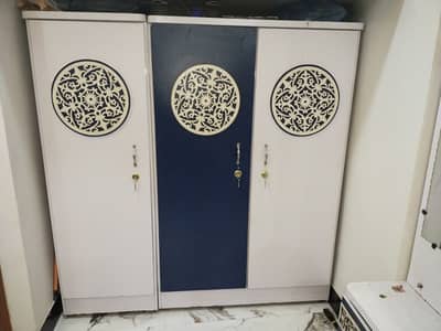 double bed with dressing and 3 door almari - Beds - 1097531328