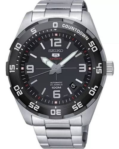 Seiko 5 Sports automatic Black Dial Countdown Stainless Steel - Watches ...