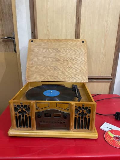 Prolectrix Vintage Wooden 4 in 1 Turntable, Radio, CD&Cassette player ...
