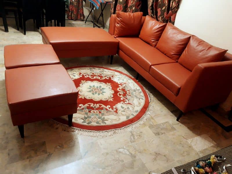 7 Seater L Shaped Sofa Set with Stole - Sofas - 1099324756