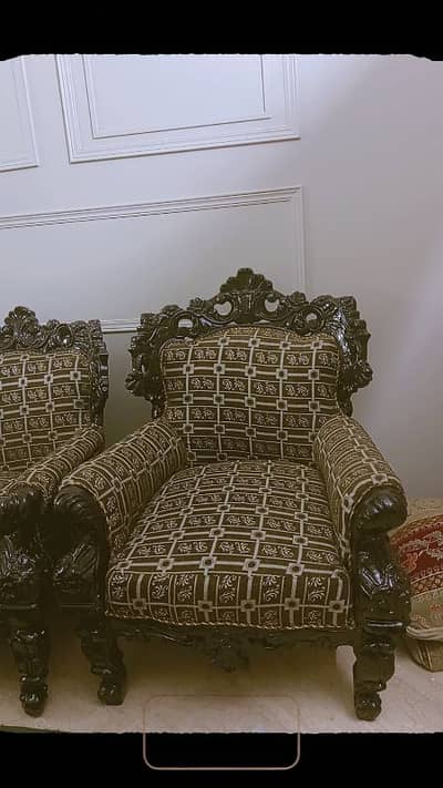 Elegant 10-Seater Royal Maroon Chinioti Sofa Set with three tables ...