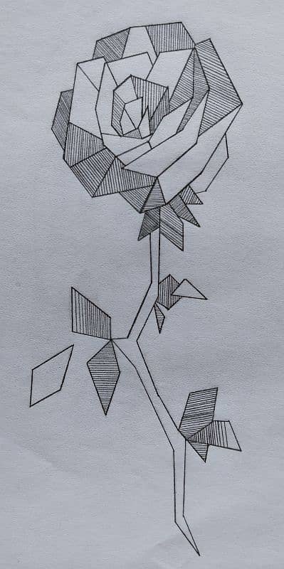 Geometric Rose Pencil Drawing – 9×11 Inches - Other Hobbies - 1099556614