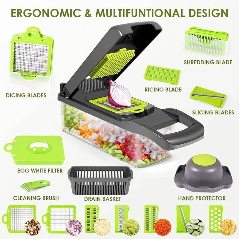 All-in-1 Multifunctional Manual Food Chopper Food Cutter - Vegetable ...