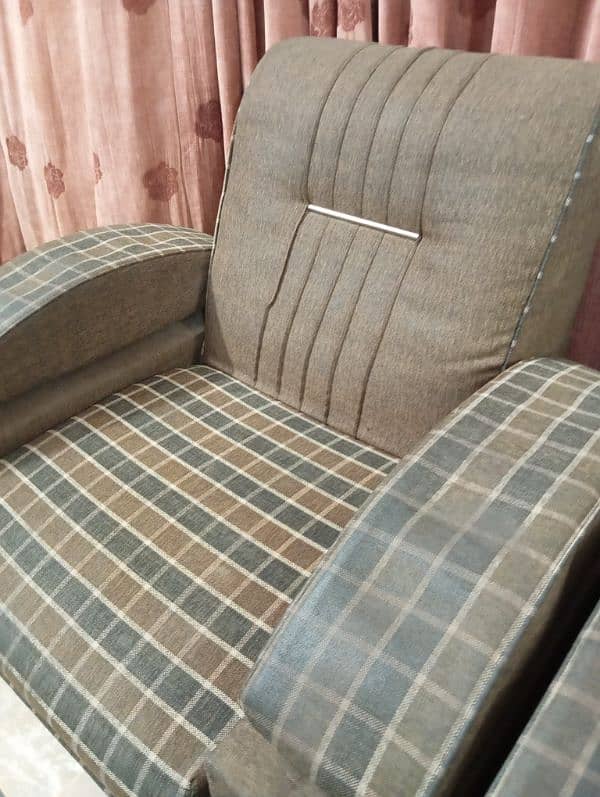 5 SEATER COMFORTABLE SOFA SET IN CHECK STYLE FABRIC - Sofas - 1100237459