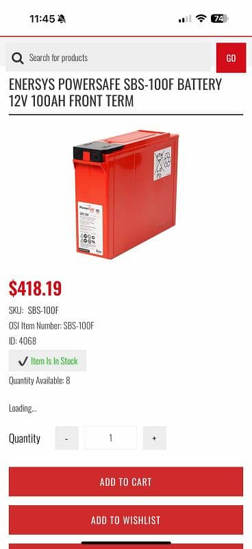 PowerSafe 100-Ah Dry Battery UK - Batteries - 1100065149