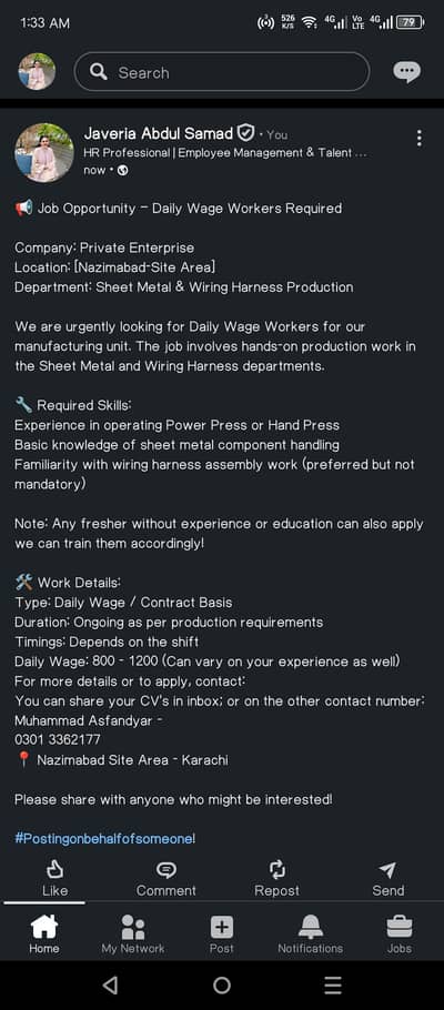 Daily Wage Workers for sheet metal and wiring harness - Other Jobs ...
