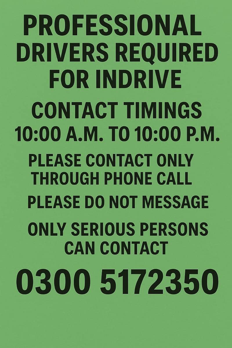 PROFESSIONAL DRIVERS REQUIRED FOR INDRIVE. - Other Jobs - 1102398350