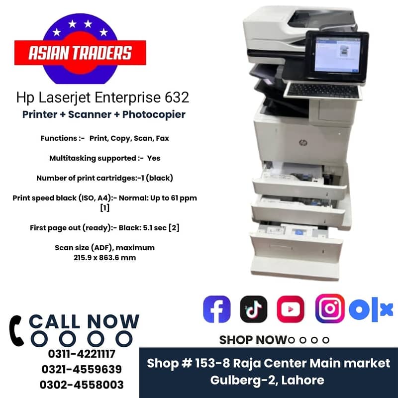 HP LaserJet Managed Flow MFP E62665 / HP M632/M631 Printer / Photocopy ...