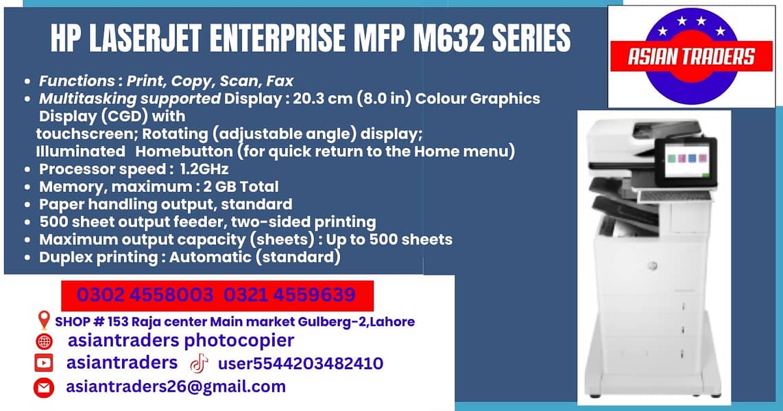 HP LaserJet Managed Flow MFP E62665 / HP M632/M631 Printer / Photocopy ...