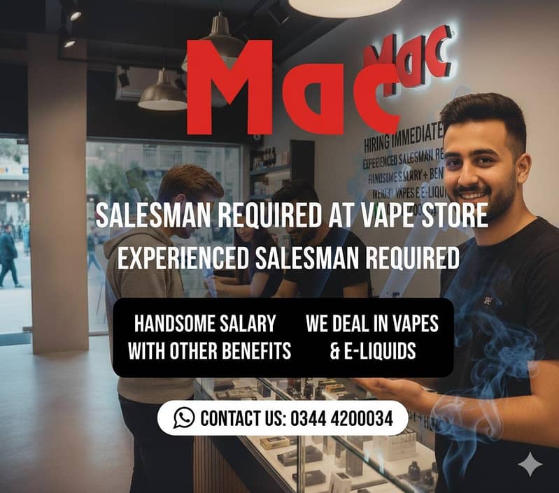 Salesman Required At Vape Store || Salesman Jobs || Urgent Hiring ...