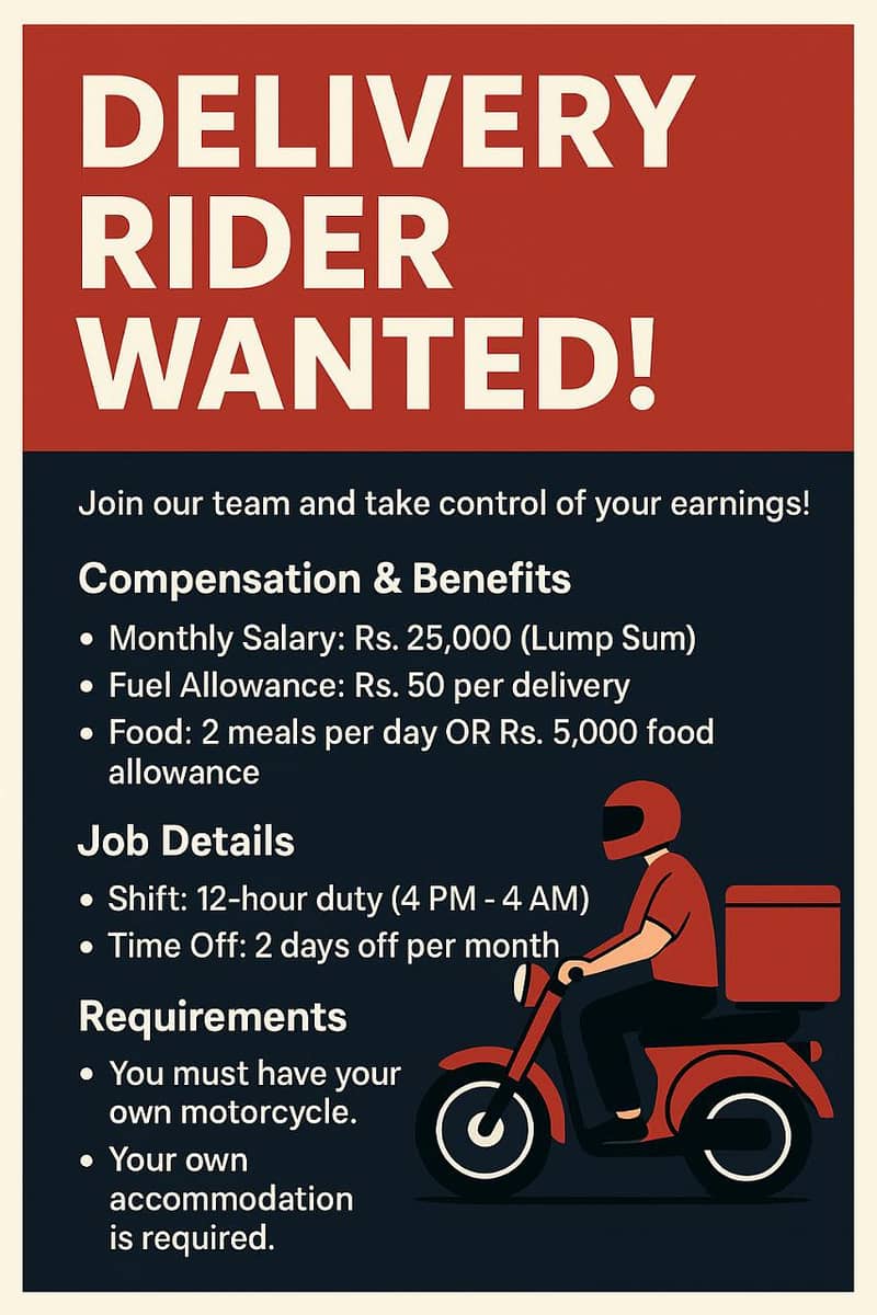 Delivery rider required - Delivery Riders Jobs - 1106301313