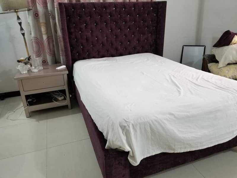 Single Bed | Maroon Cushioning | Wooden Frame | Without Mattress - Beds ...