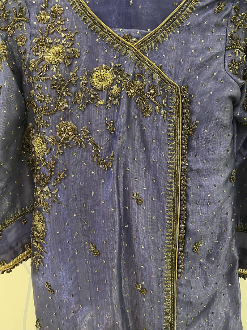 Purple 3 piece zari and dabka heavy work dress (0 work) - Eastern ...