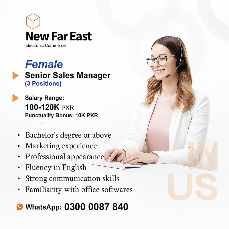 Female Sales Manager Required - Sales Jobs - 1106725045