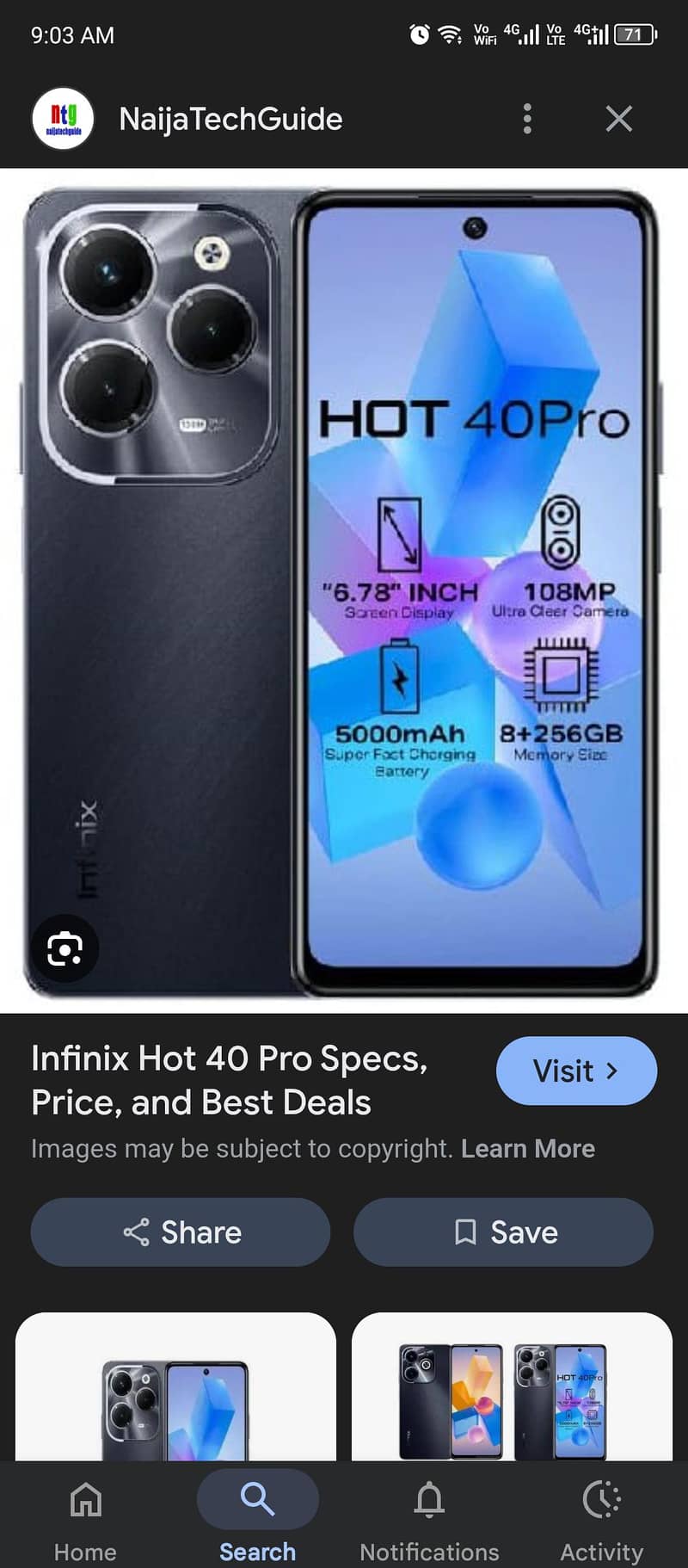 Infinix hot 40 pro 8+8/256 color Black shiny - Mobile Phones - 1106962215