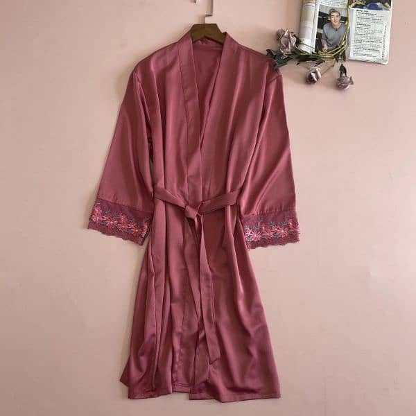 silk nightgown lace-up bathrobe spring & summer single piece robe ...