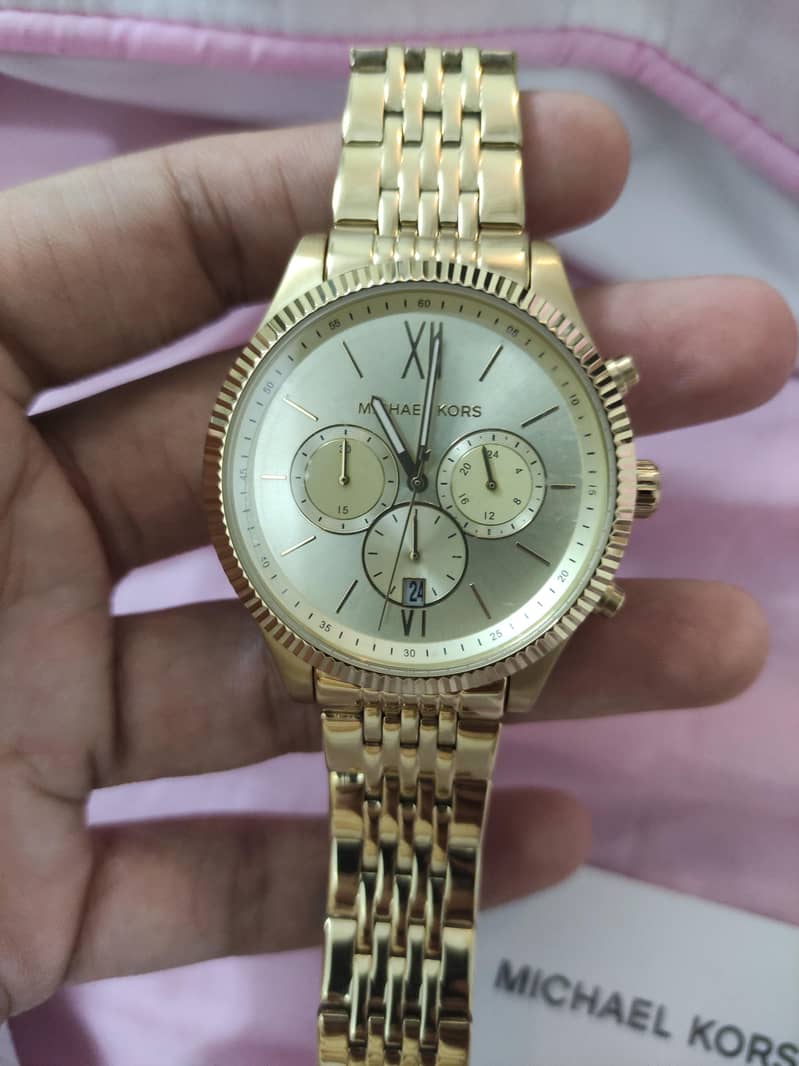 Michael Kors Lexington Gold Chronograph Watch – Brand New (Box Opened ...