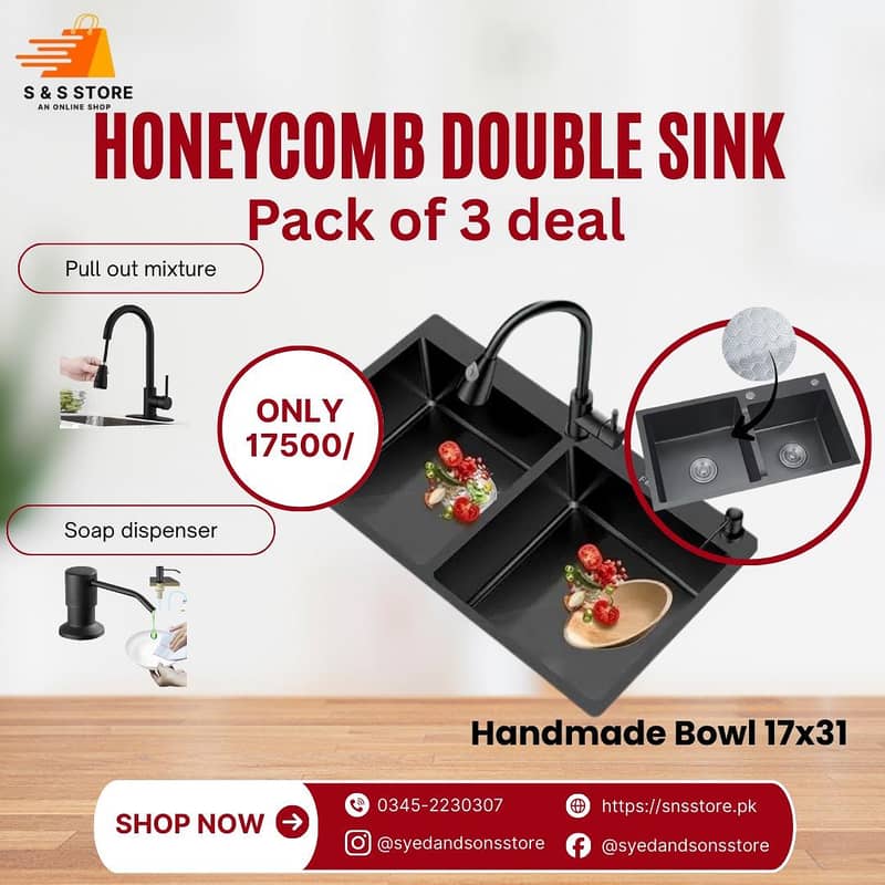 Pack of 3 deal honeycomb sink - Sinks - 1107203537