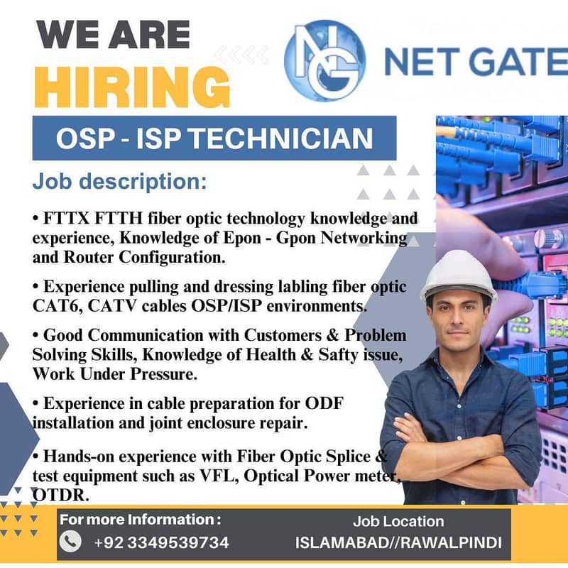 FTTH Engineer and Fiber Technician - IT & Networking Jobs - 1107276743