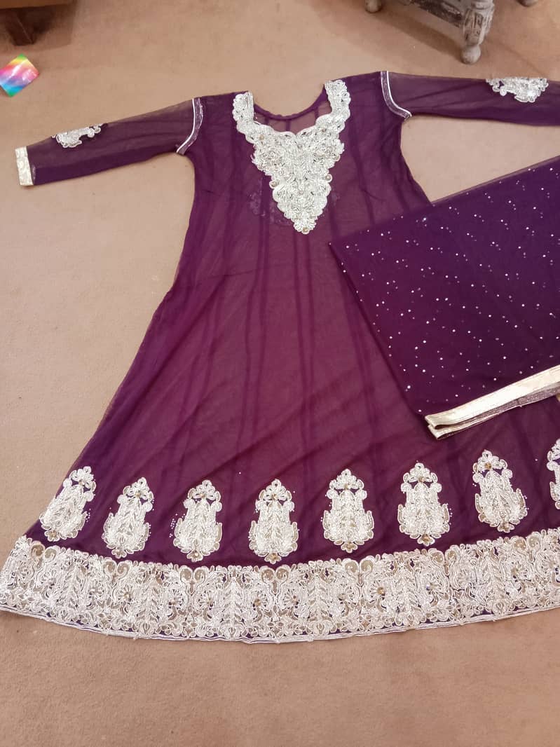 Brand New Stiched Plum color Net Maxi - Eastern - 1107317447