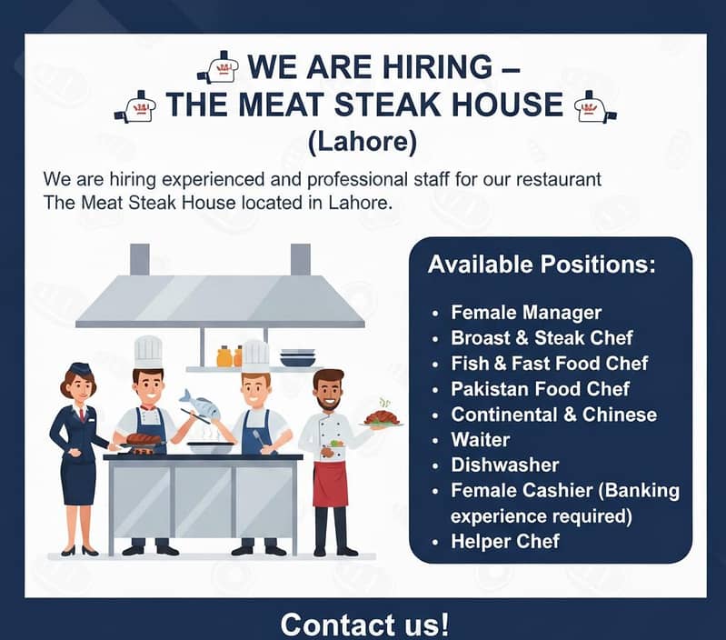 Fast Food Chef / Steak Chef / Female Manager / Restaurant Jobs ...