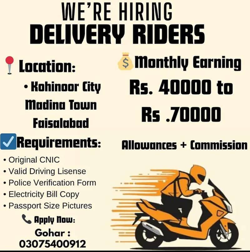 Delivery Rider job - Delivery Riders Jobs - 1107459989