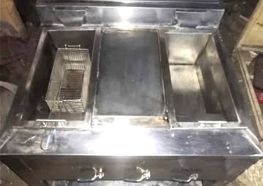 deep fryer dual basket with Hot plate pure steel counter - Fryers ...