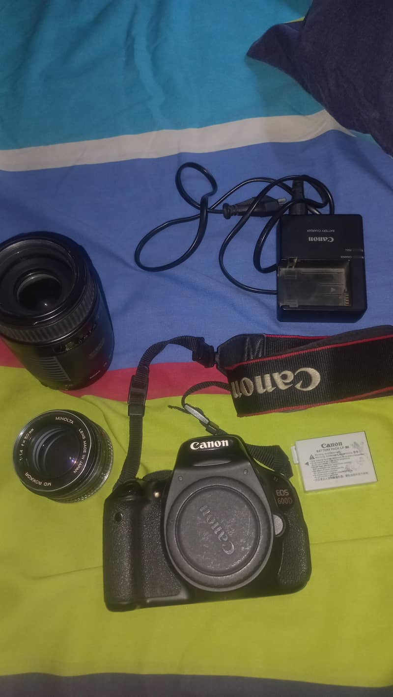 Canon 600 D DSLR Camera, 9.5/10with 2 lenses, shutter count 7.4k ...