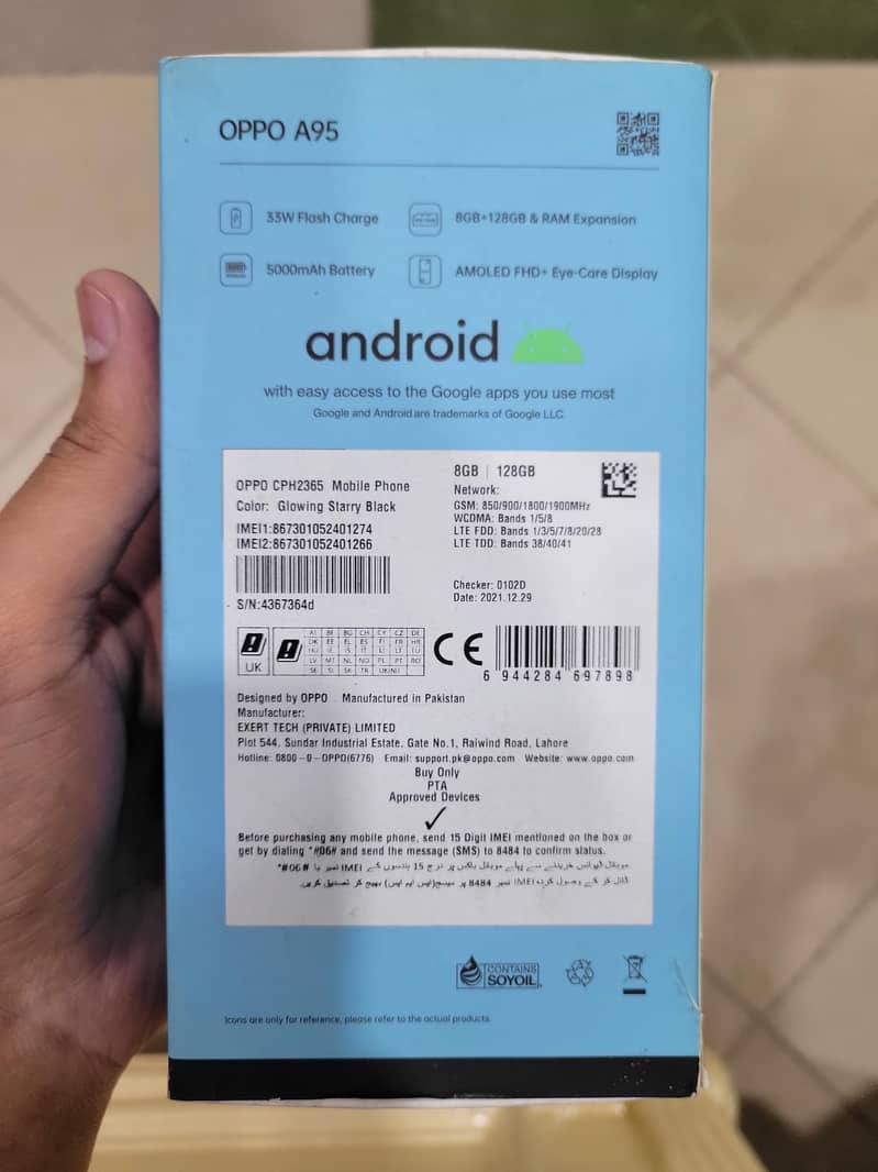 Oppo A95 128GB PTA APPROVED with original box without charger - Mobile ...