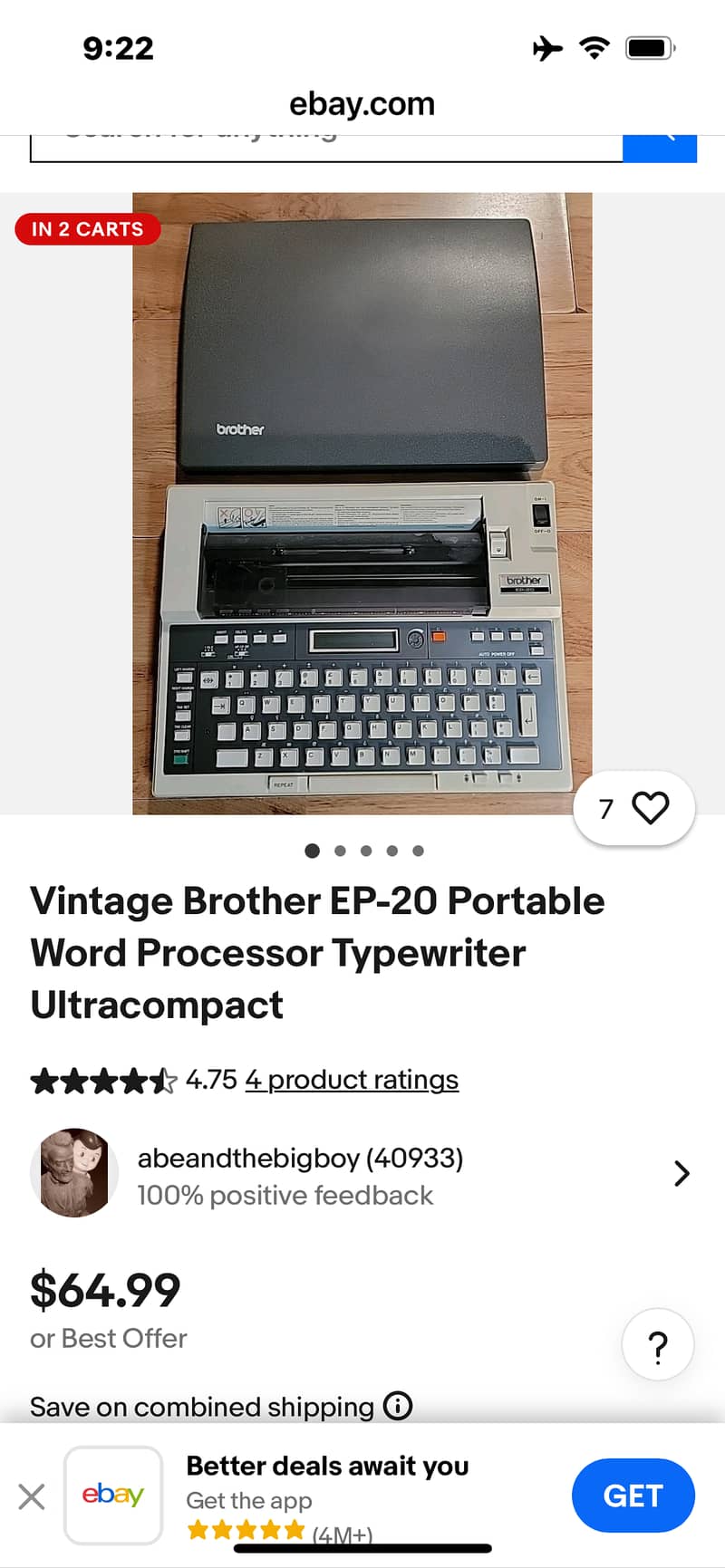 Vintage Brother EP-20 Portable Word Processor Typewriter - Printers ...
