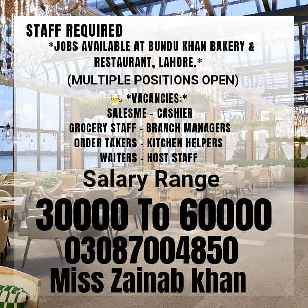 Need urgent staff waiter Required | Ordertaker | cashier | Supervisor ...