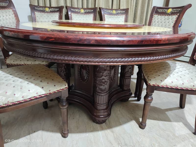 Luxury imported 8 seater Solid Wood Dining Table Lazy Susan - Dining ...