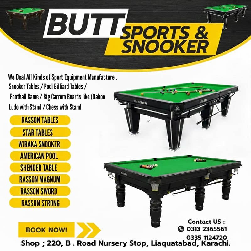 Snooker Table - Table Tennis - Football Games - Chess club - Sports ...