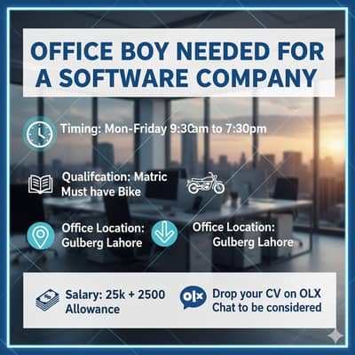 Office Boy In Job - Jobs in Lahore | OLX Pakistan