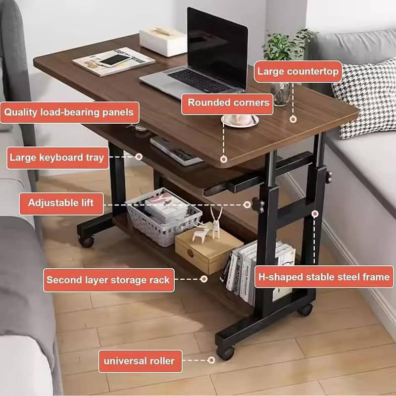 Imported Adjustable Computer Desk with Wheels | Over Bed Table - Office ...