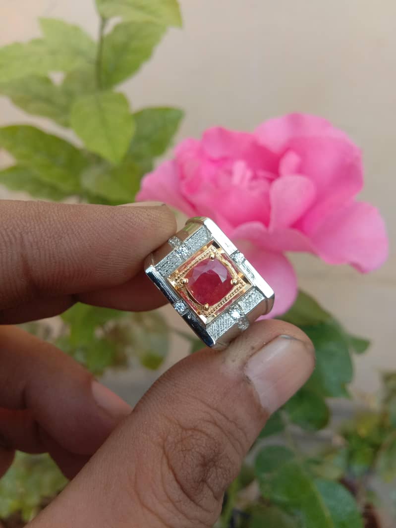 GOrgeOus Natural Ruby (Kabuli Afghanistan) in Fancy Pure Silver Ring ...