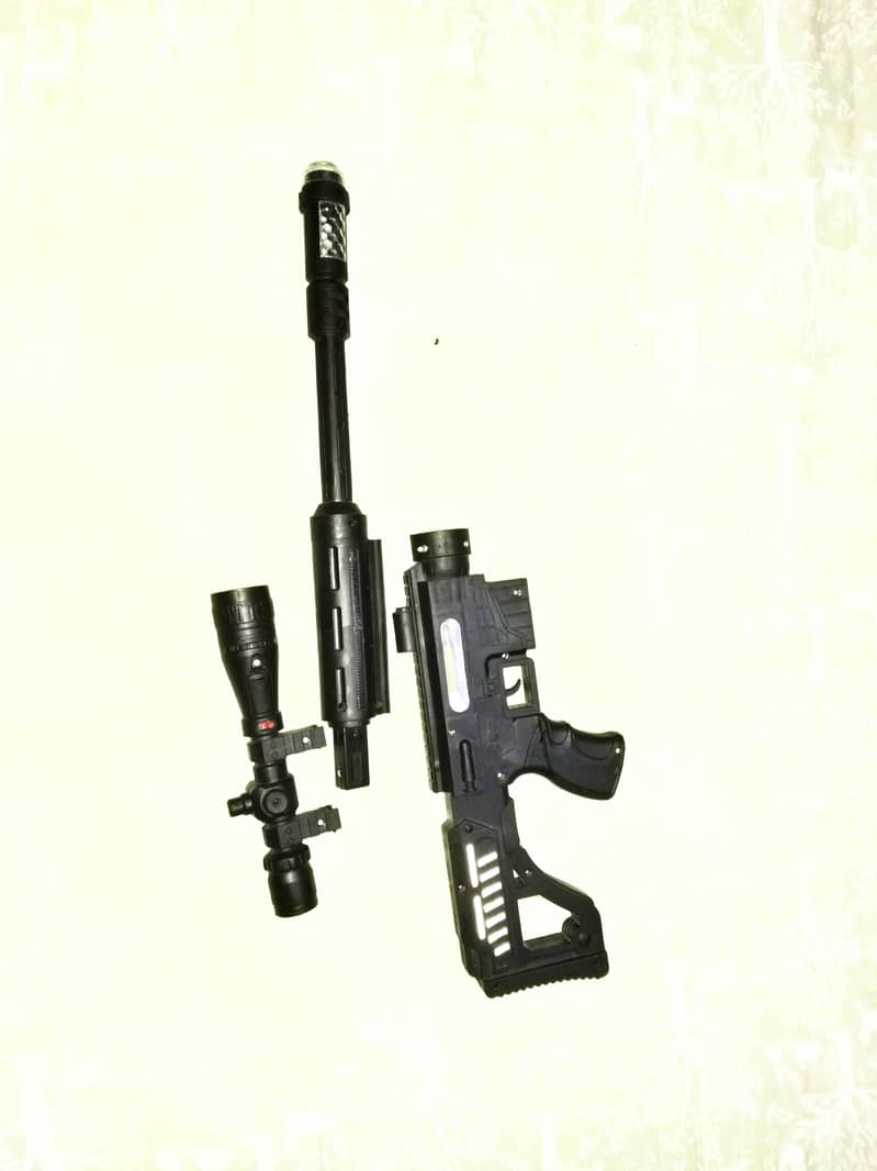 BLACK COLOR GUN WITH LIGHTS AND LASER LIGHT AND SCOPE PROJECTOR - Toys ...