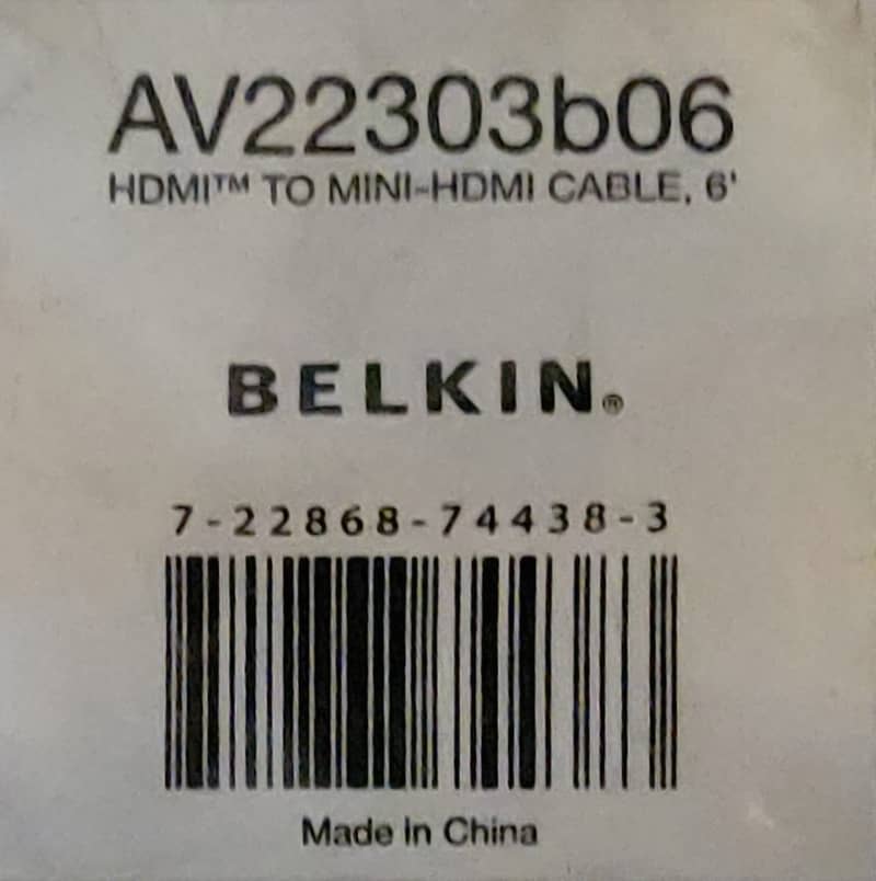 HDMI Belkin AV22303B06 HDMI to Mini HDMI Male to Male Cable - TV Cables ...
