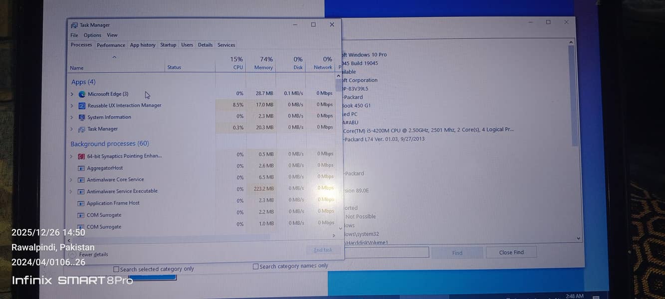 HP ProBook 450 G1 | Intel Corei5 4th Gen 8GB RAM 500GB HDD" 256 GB SSD ...