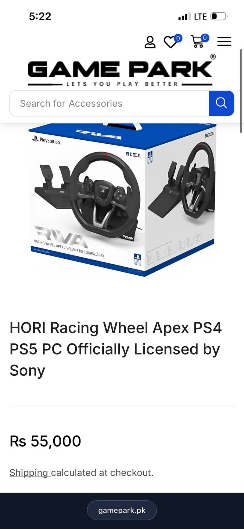 HORI Racing Wheel Apex (Original) – PS4 / PS5 / PC – 10/10 Condition ...