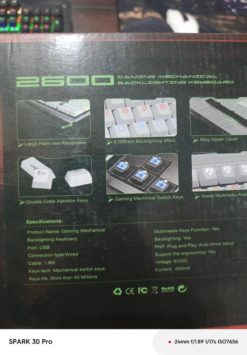 gaming keyboard with blue keys - Computer Components - 1109774912