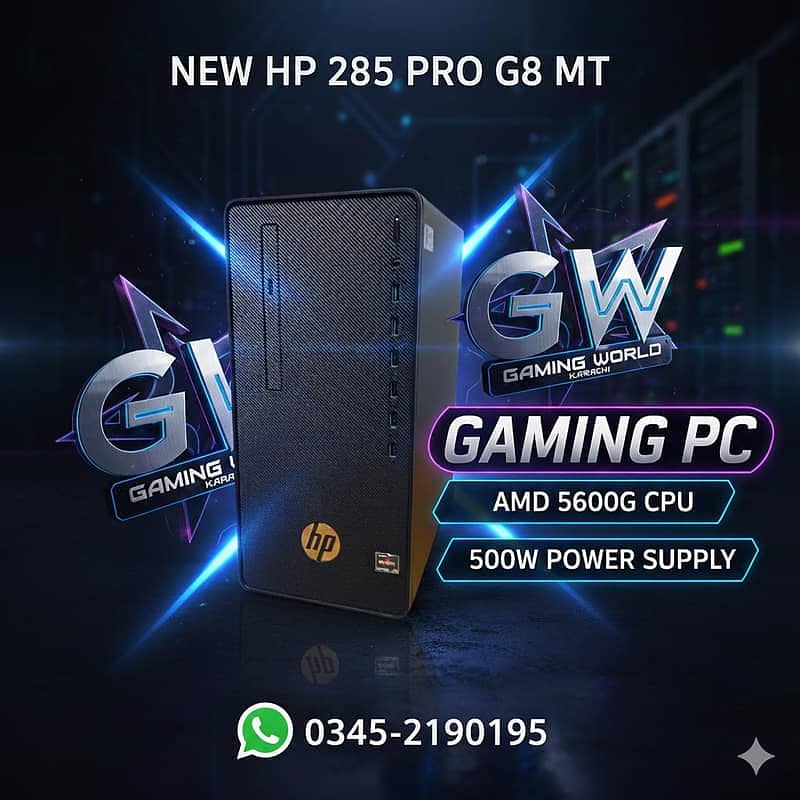 New HP 285 Pro G8 MT Gaming Pc AMD 5600G Deals With 500w Power Supply ...